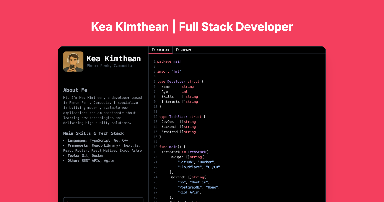 Kea Kimthean | Freelance Full Stack Developer | Phnom Penh, Cambodia
